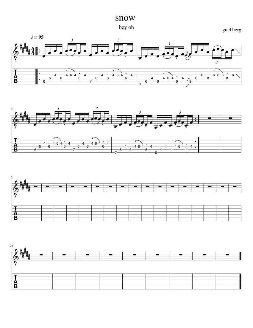 snow, red hot chili peppers Sheet music for Guitar (Solo) | Musescore.com