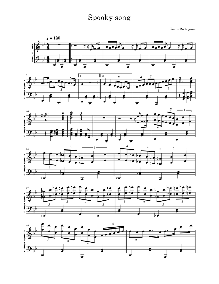 Spooky_song Sheet music for Piano (Solo) | Musescore.com