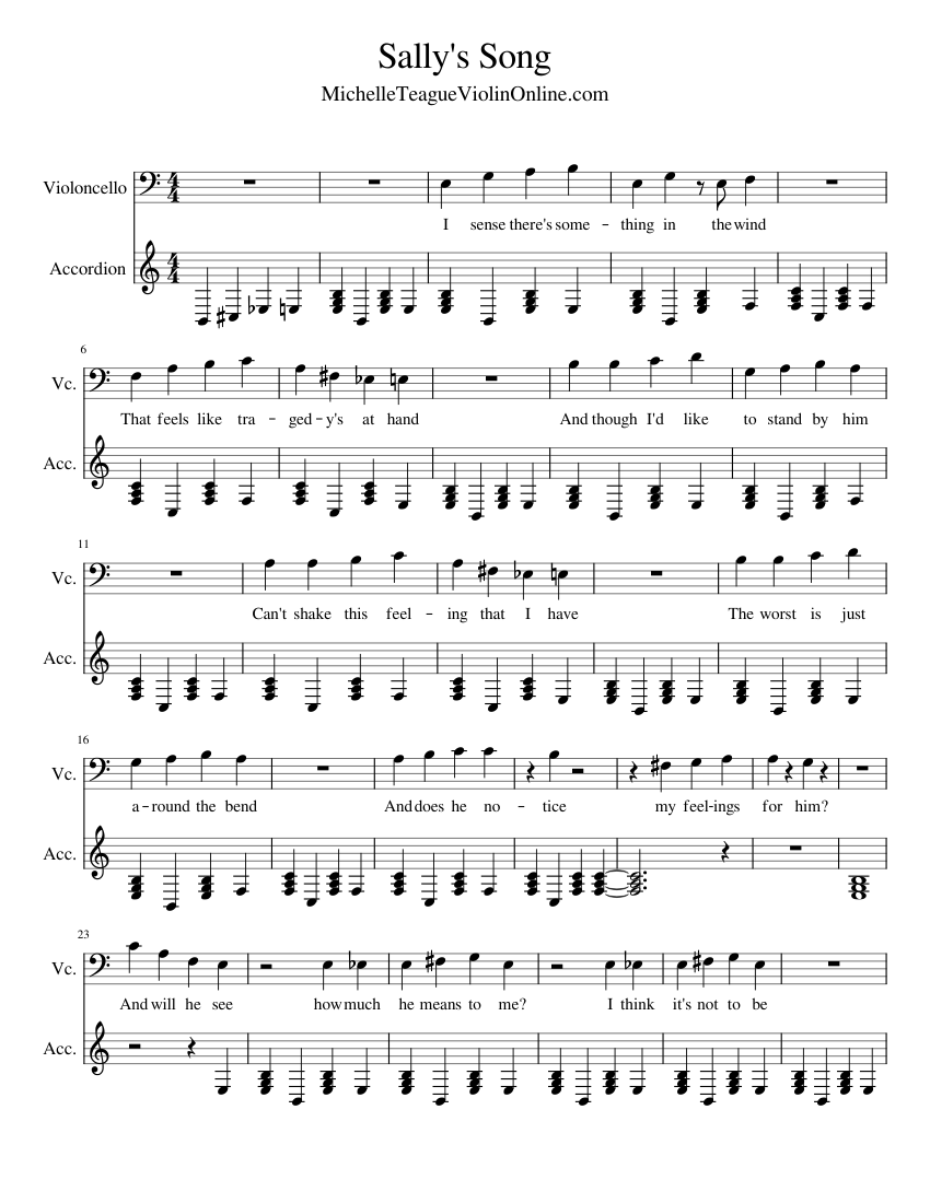 Sallys_Song cello Sheet music for Accordion, Cello (Mixed Duet) | Musescore.com