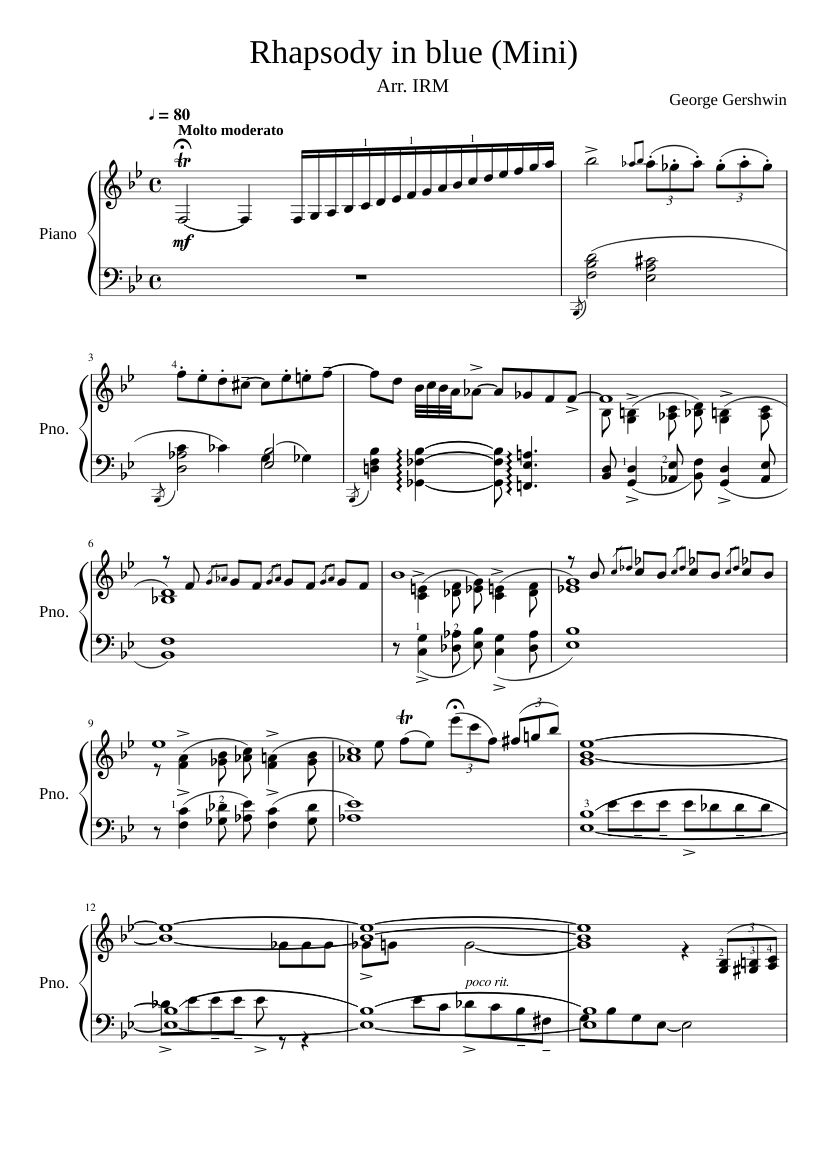 Rhapsody in Blue Mini Sheet music for Piano (Solo) | Musescore.com