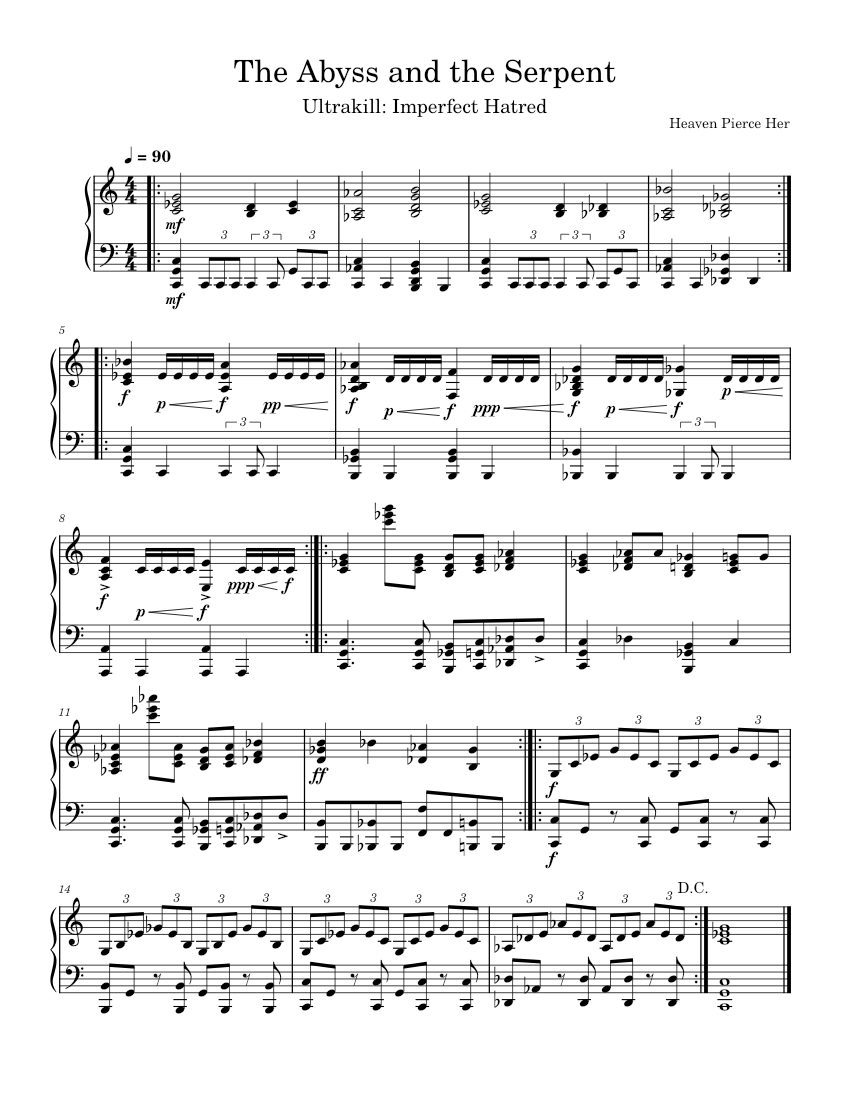 The Abyss and the Serpent – Heaven Pierce Her (ULTRAKILL OST) Sheet ...