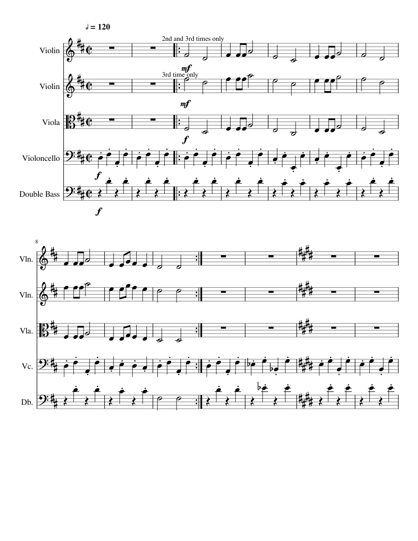Folk Song Medley (FINISHED!) (by Hannah) Sheet music for Contrabass ...