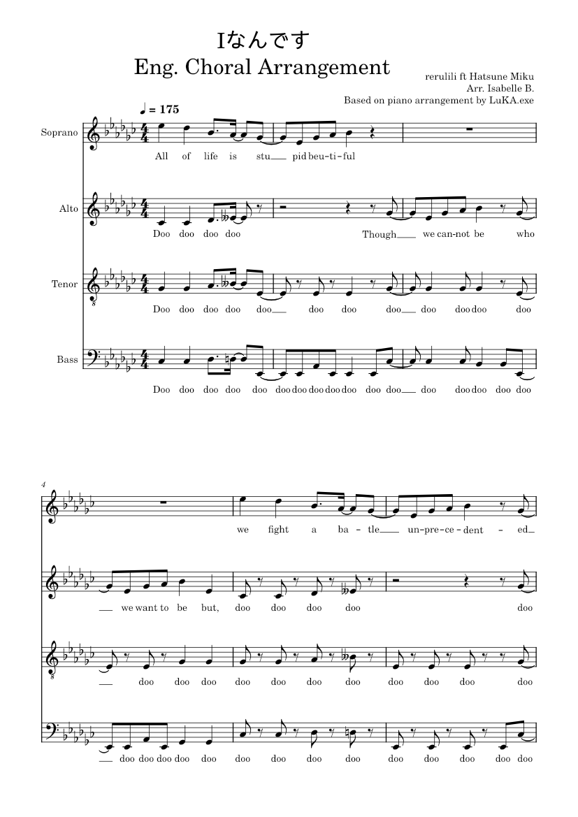 I Nandesu – rerulili : Eng. Choral Arrangement Sheet music for Piano ...