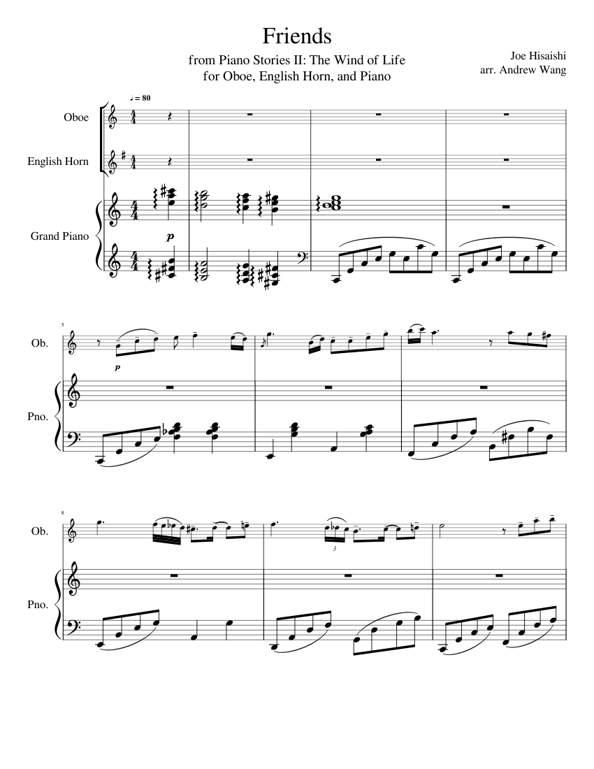Friends Sheet music for Piano, Oboe (Mixed Trio) | Musescore.com