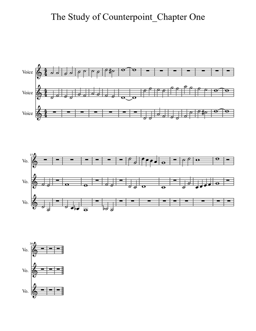 The Study of Counterpoint_Chapter One Sheet music for Voice (other ...
