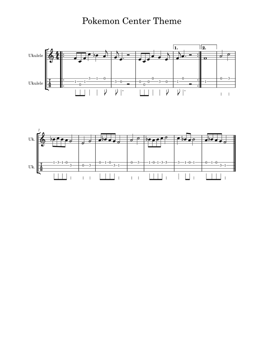 Pokemon OST – Pokemon Pokemon Center Theme Sheet music for Ukulele ...