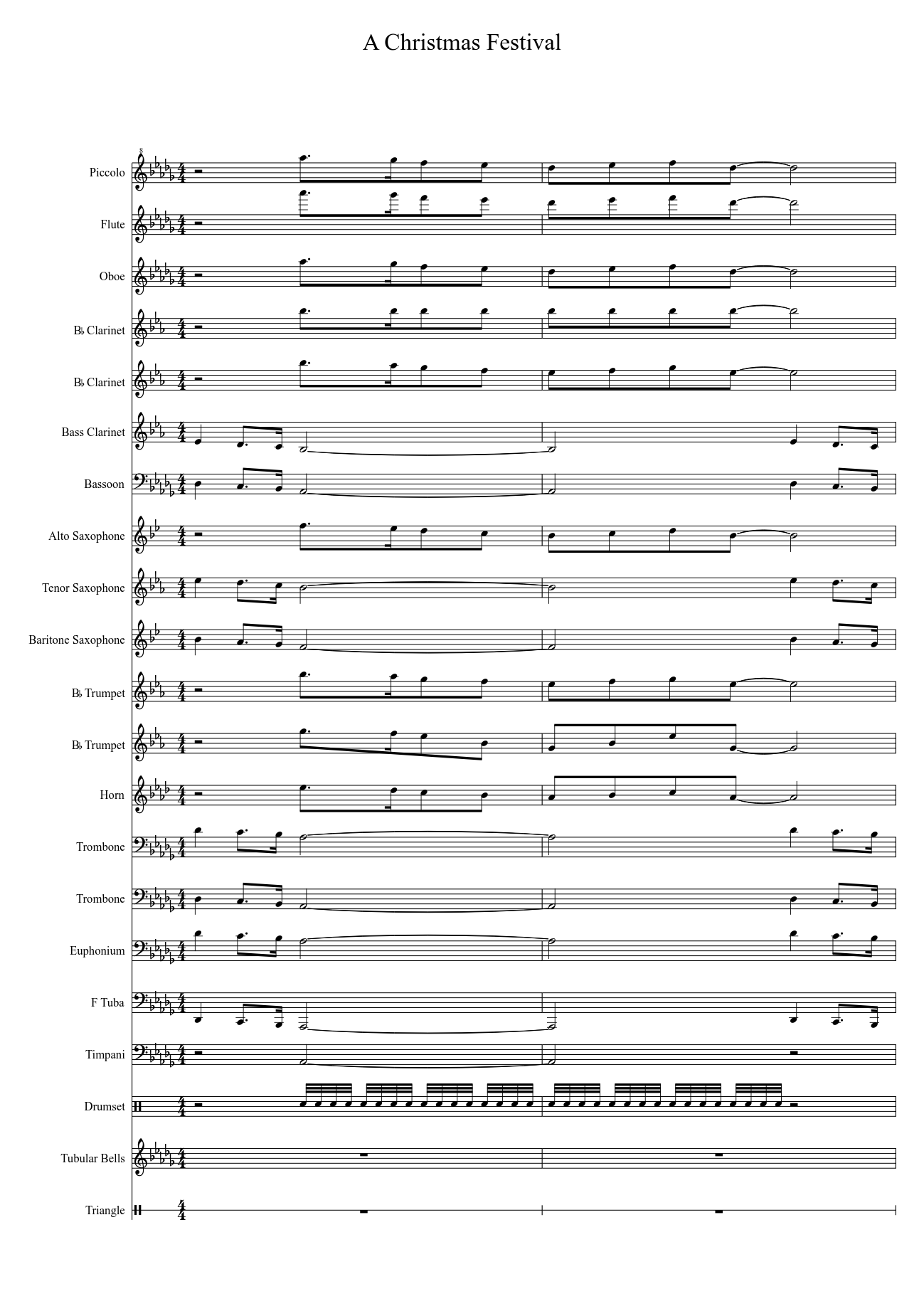 A Christmas Festival Sheet Music for Trombone, Flute, Oboe, Bassoon ...