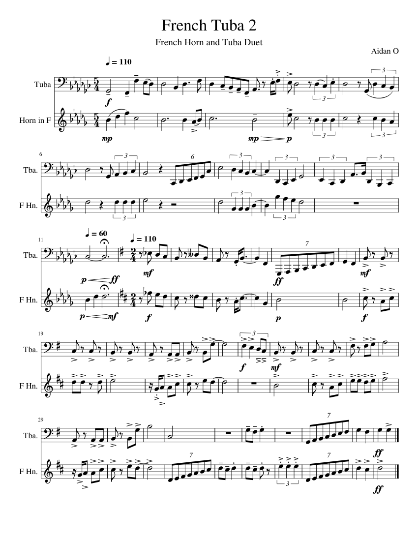 French Tuba 2 Sheet music for Tuba, French horn (Brass Duet ...