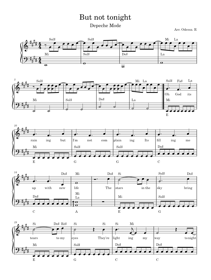 But not tonight – Depeche Mode Sheet Music for Piano (Solo) easy ...