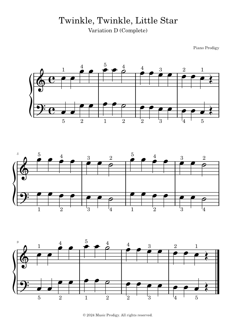 Twinkle, Twinkle, Little Star: Variation D [Complete] Sheet Music for ...