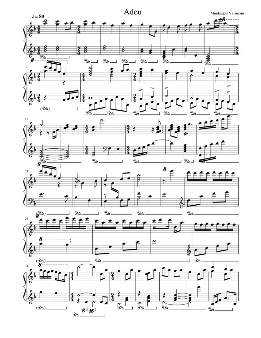 "Adeu" Sheet music for Piano (Solo) | Musescore.com