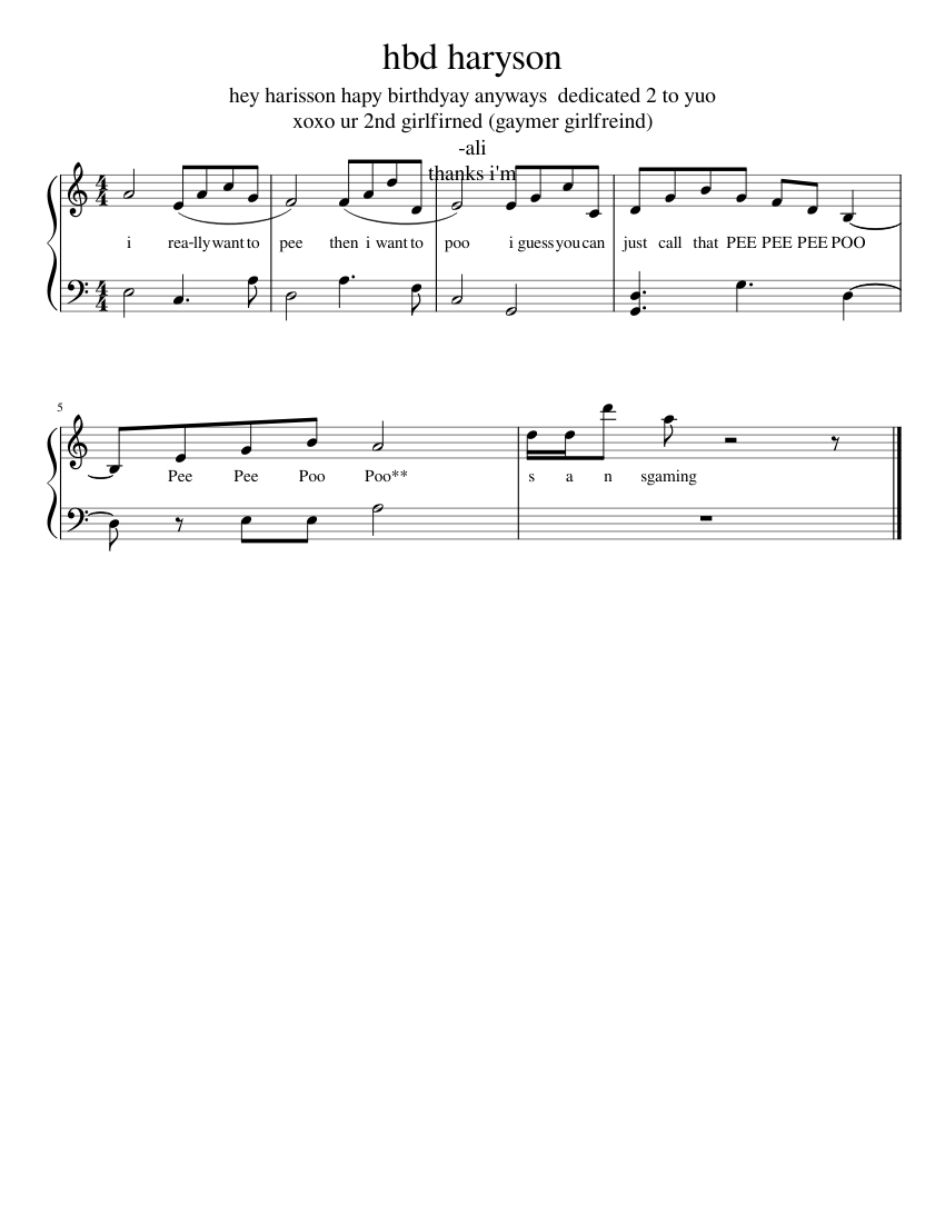 hbd haryson Sheet music for Piano (Solo) Easy | Musescore.com