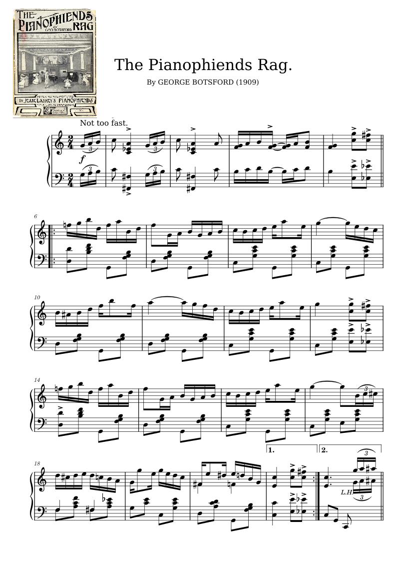 The Pianophiends Rag by George Botsford (1909) Sheet Music for Piano ...