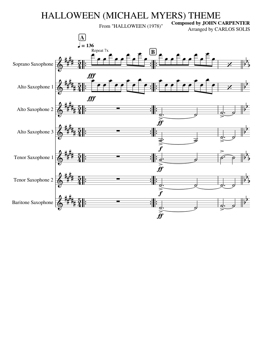 HALLOWEEN (MICHAEL MYERS) THEME by CARLIT0CHURRIT0 Sheet music for ...