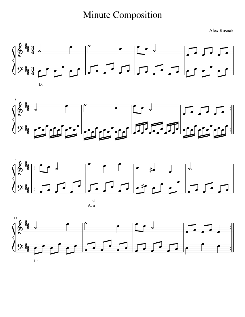 Minute Composition Sheet music for Piano (Solo) | Musescore.com