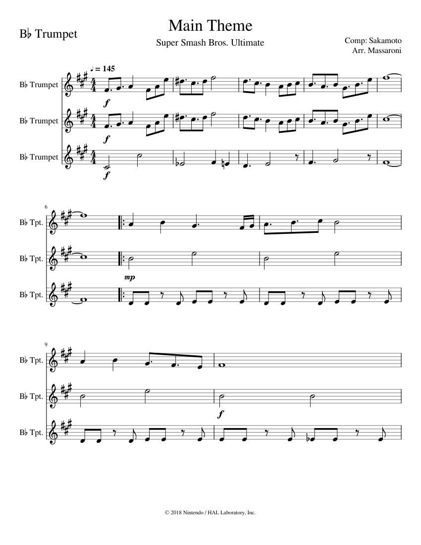 Smash Bros Ultimate Sheet music for Trumpet in b-flat (Mixed Trio ...