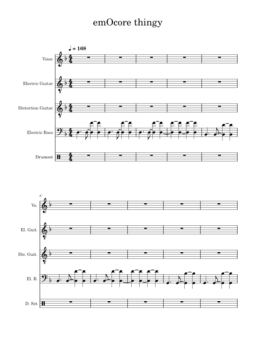 emOcore thingy Sheet music for Vocals, Guitar, Bass guitar, Drum group ...