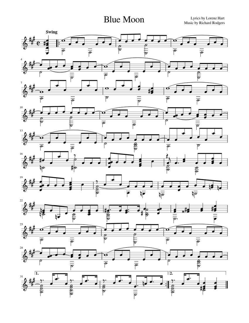 Blue Moon Sheet music for Piano (Solo) | Musescore.com