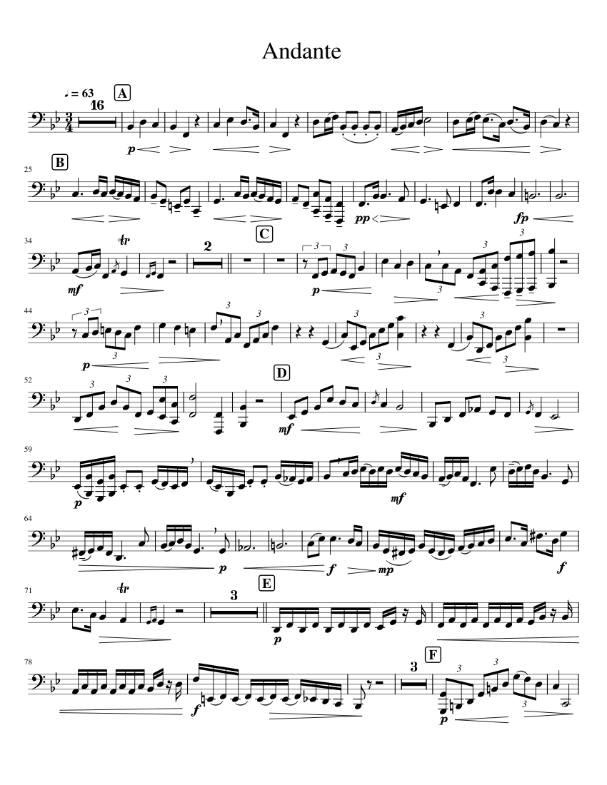 Andante (adapted for tuba) Sheet music for Tuba (Solo) | Musescore.com