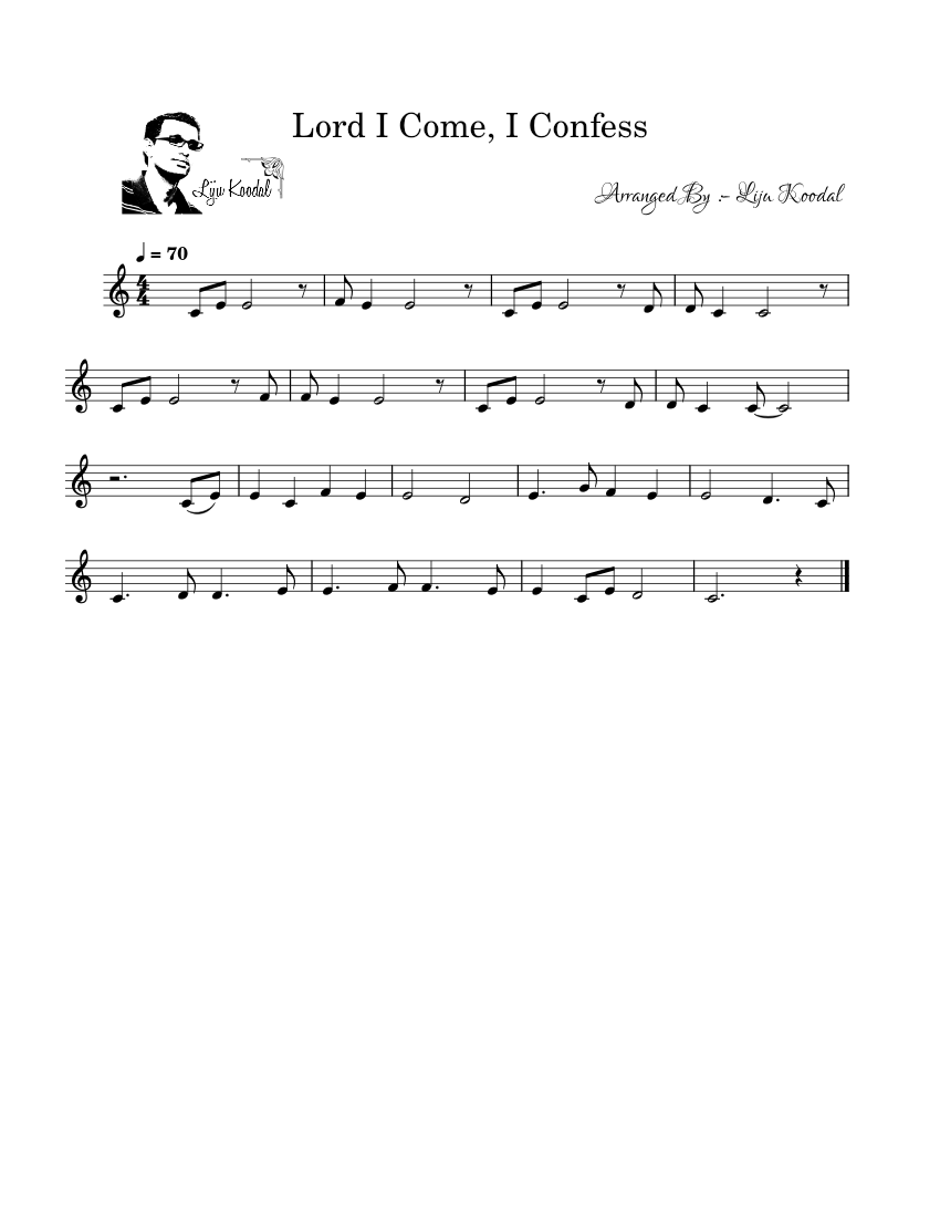 Lord I Come, I Confess - Violin - piano tutorial