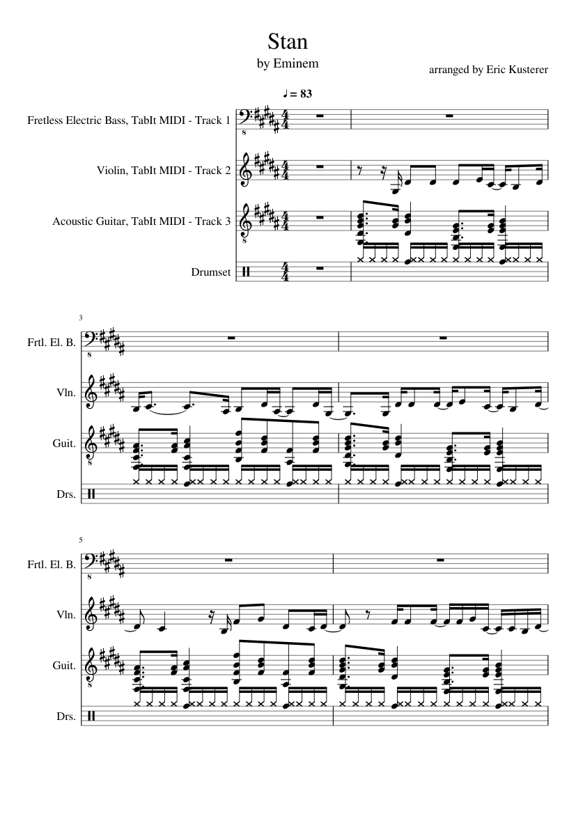 Stan Sheet music for Violin, Guitar, Bass guitar, Drum group (Mixed ...