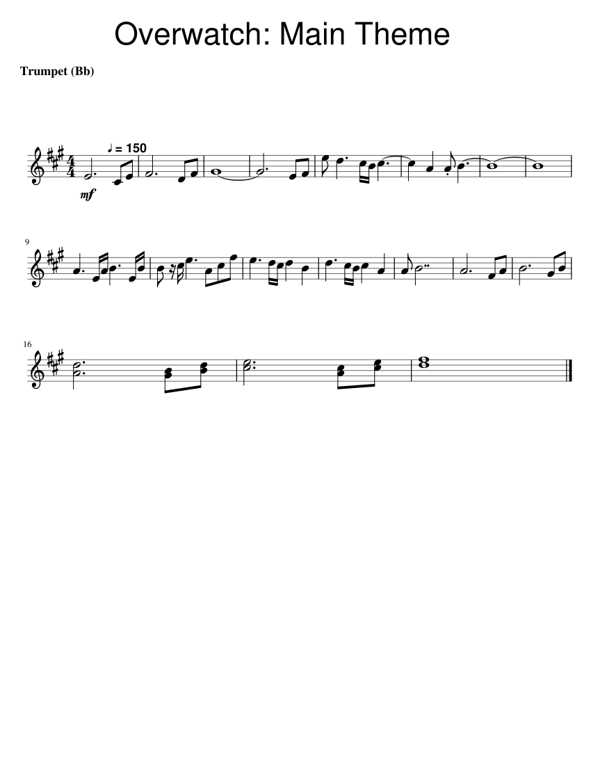 Overwatch: Main Theme Sheet music for Trumpet (In B Flat) (Solo) | Musescore.com