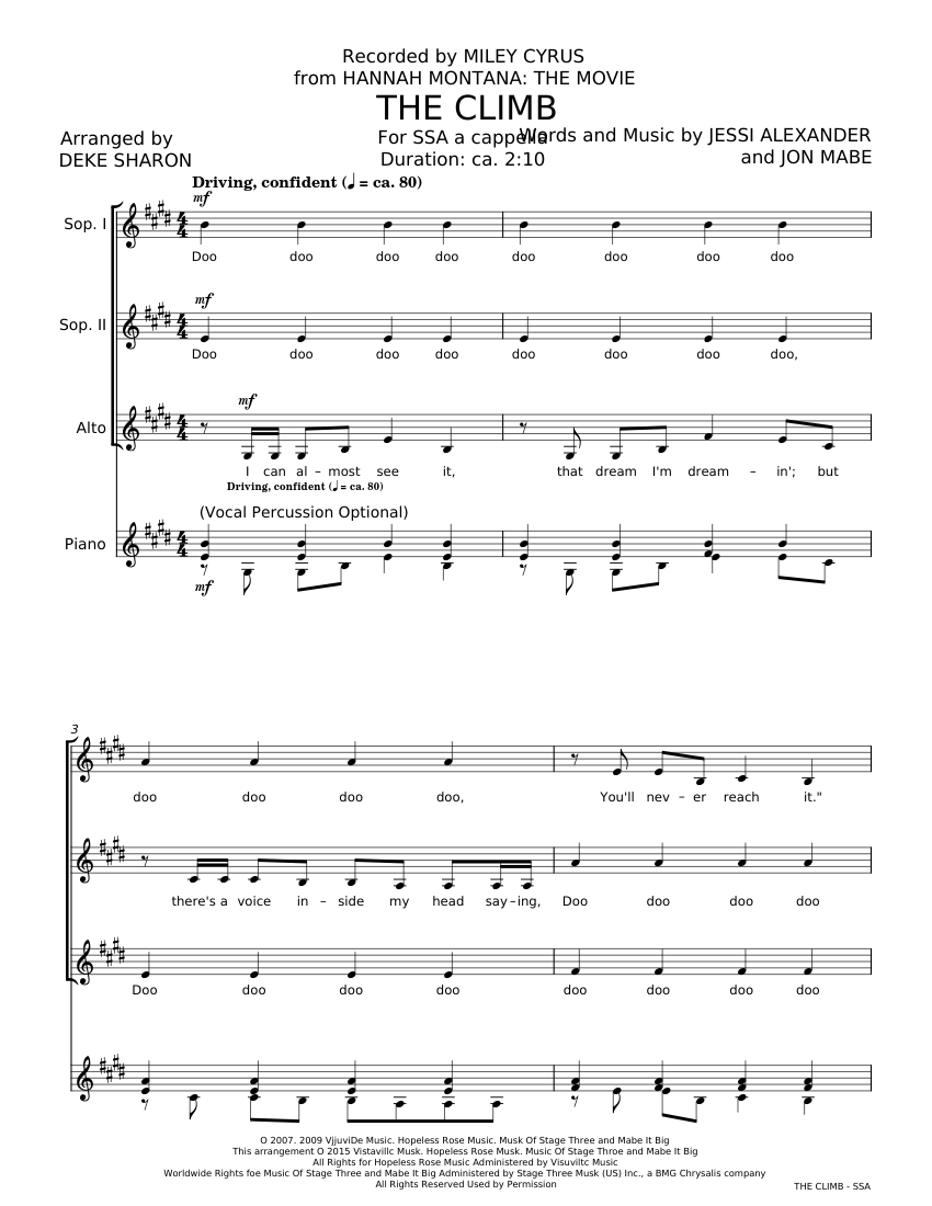 The Climb - Miley Cyrus Sheet music for Piano, Soprano, Alto (Mixed ...