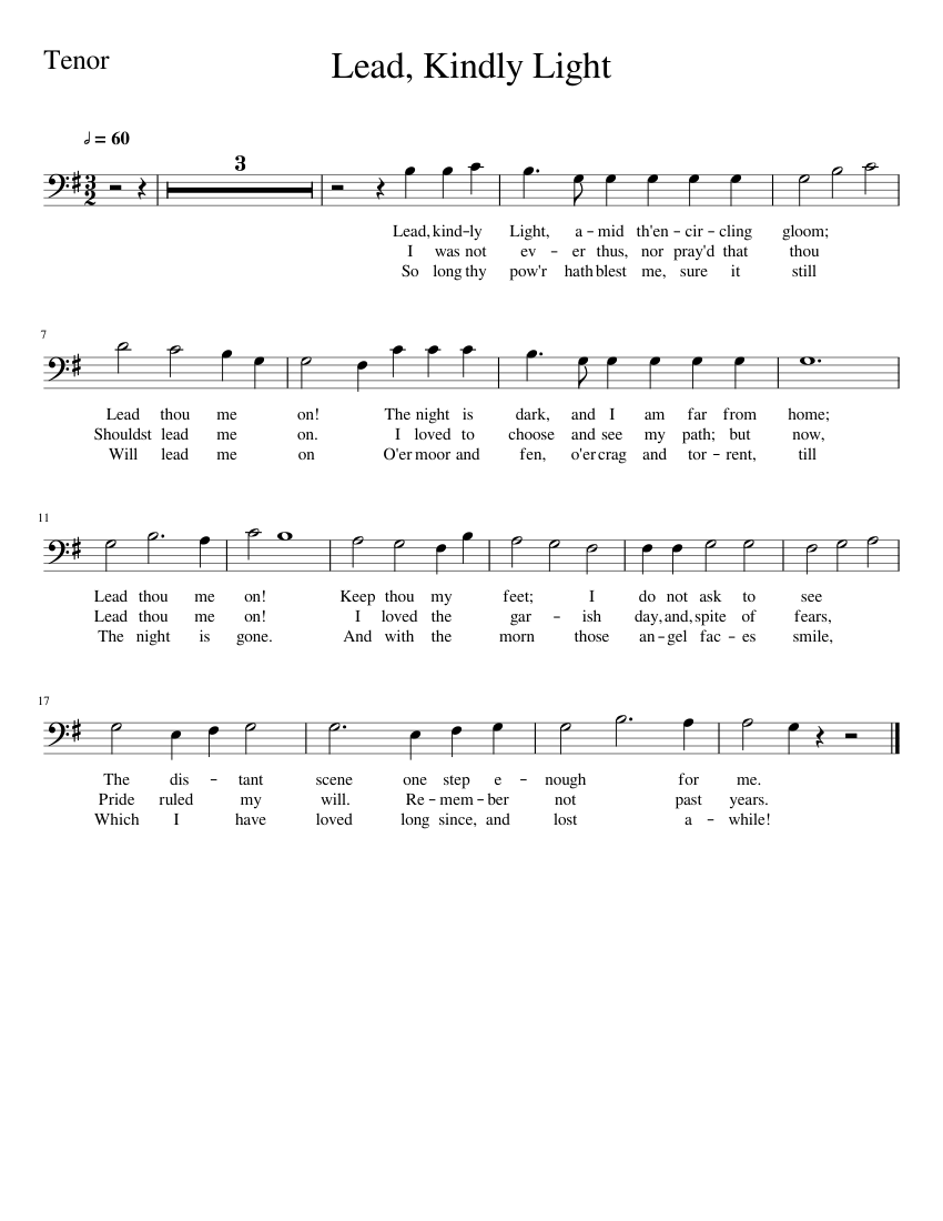Lead, Kindly Light (Tenor) Sheet music for Tenor (Solo) | Musescore.com