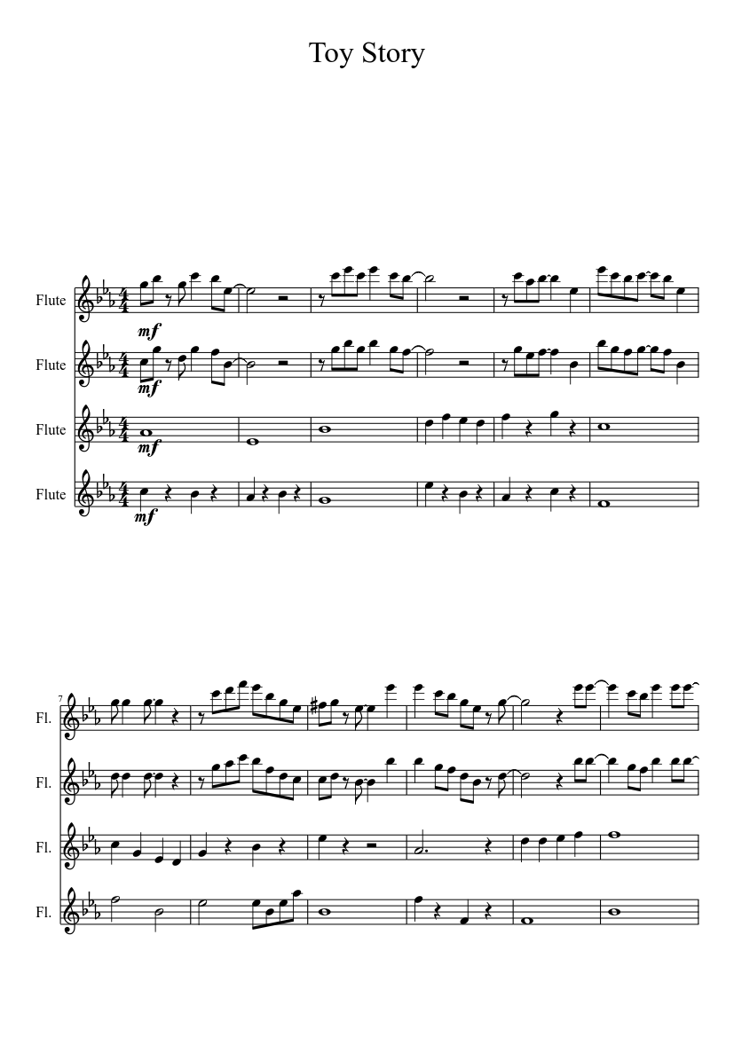 Toy Story Sheet music for Flute (Mixed Quartet) | Musescore.com