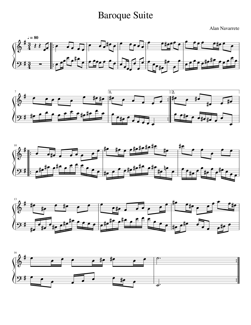 Baroque Suite Sheet music for Piano (Solo) Easy | Musescore.com