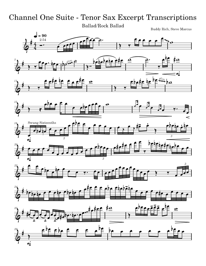 Channel One Suite – Bill Reddie Channel One Suite - Tenor Sax Excerpt ...