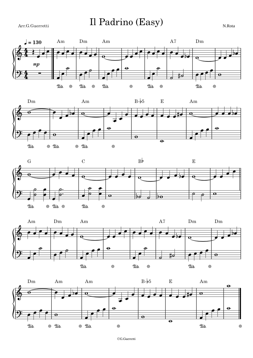 Il Padrino – Nino Rota Sheet music for Piano (Solo) Easy | Musescore.com