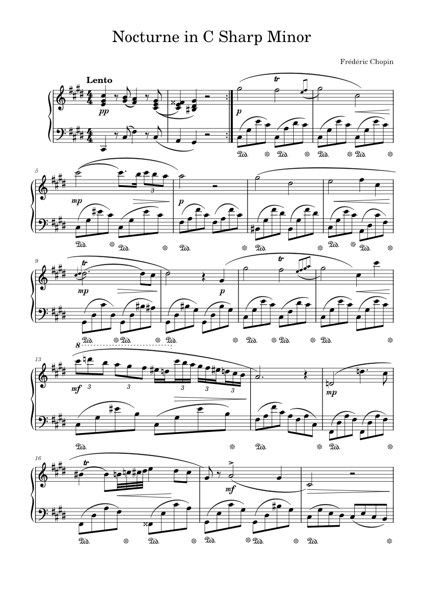 Nocturne in C Sharp Minor – Frédéric Chopin Sheet music for Piano (Solo) | Musescore.com