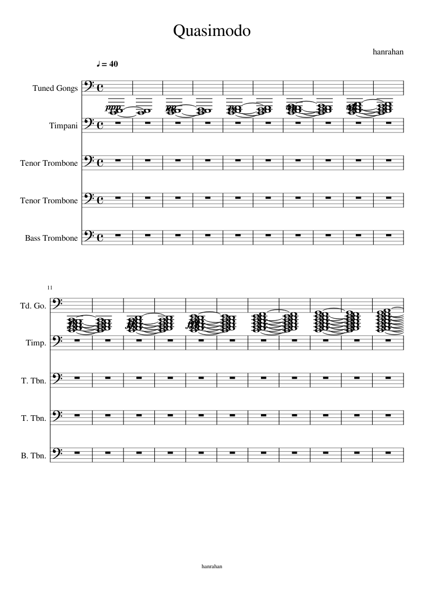 Quasimodo Sheet music for Trombone tenor, Trombone bass, Timpani, Gong ...