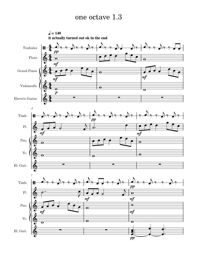 one octave 1.4 Sheet music for Piano, Flute, Cello, Guitar & more ...