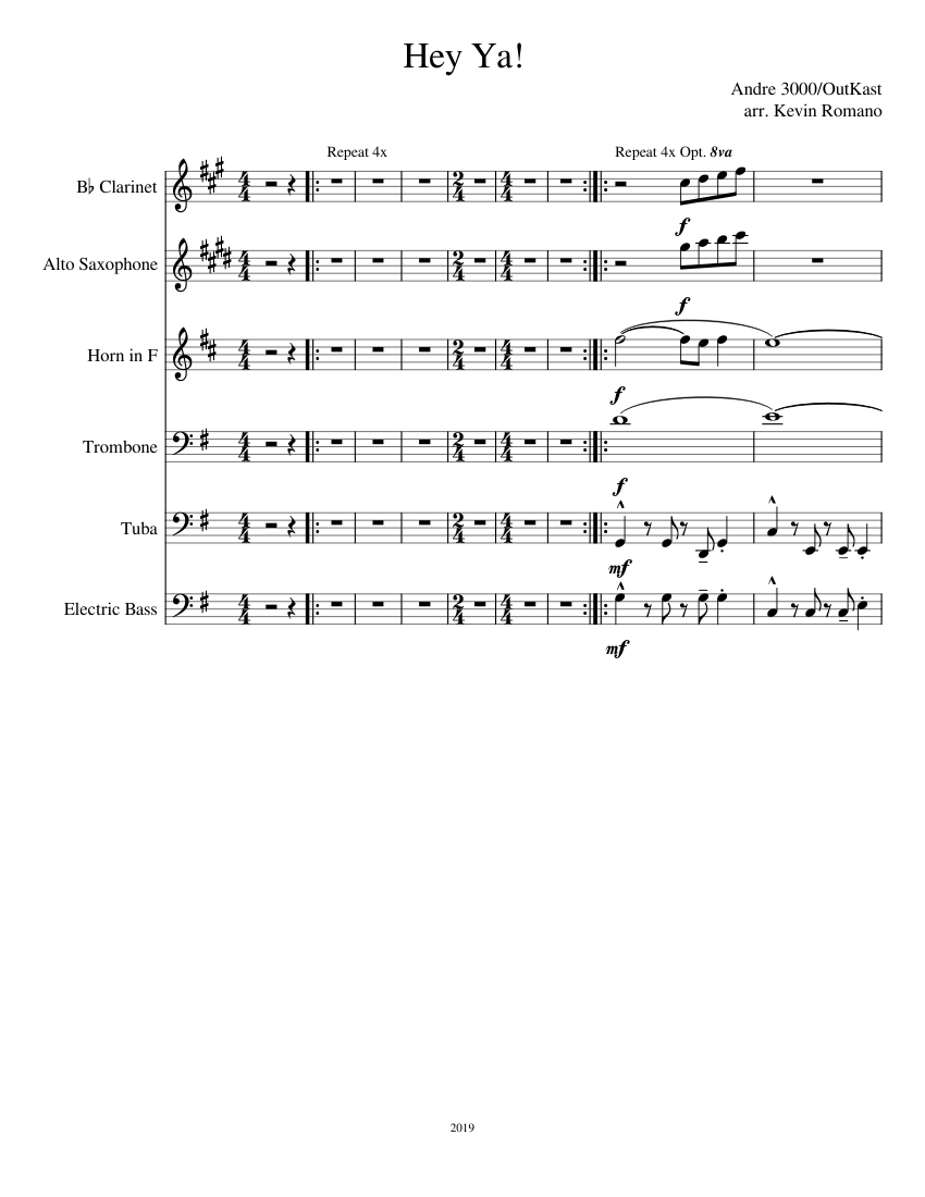 OutKast - Hey Ya! Sheet music for Trombone, Tuba, Clarinet in b-flat ...