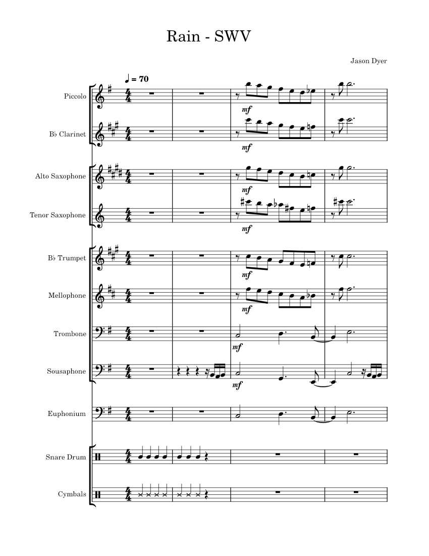 Rain (SWV) - Jason Dyer Sheet Music for Trombone, Euphonium, Mellophone ...