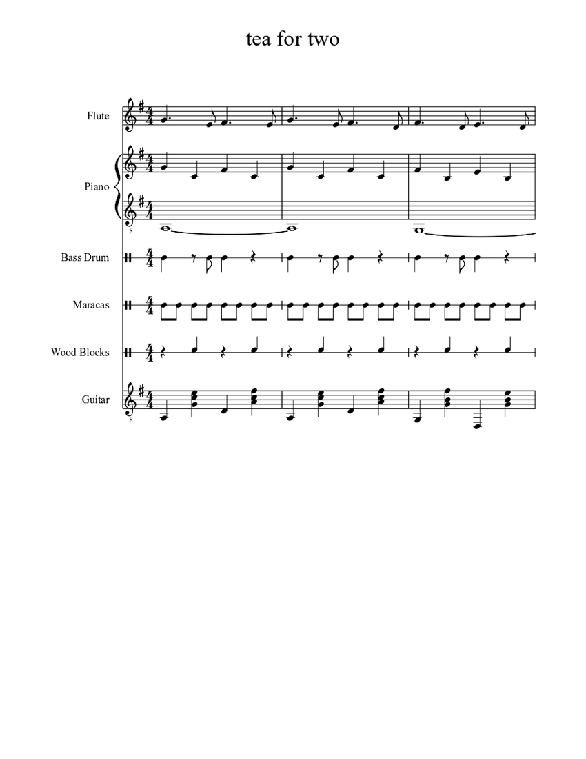 Tea for two Sheet music for Piano, Flute, Guitar (Mixed Trio ...