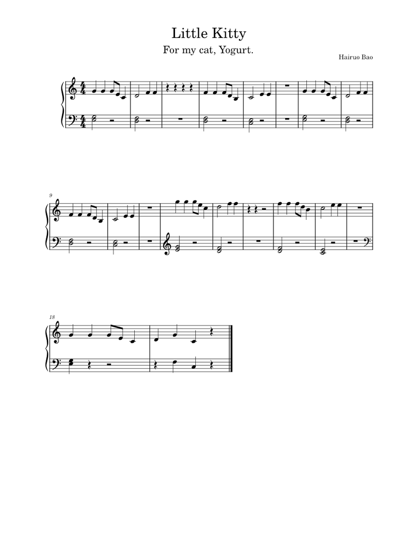Little Kitty Sheet music for Piano (Solo) Easy | Musescore.com