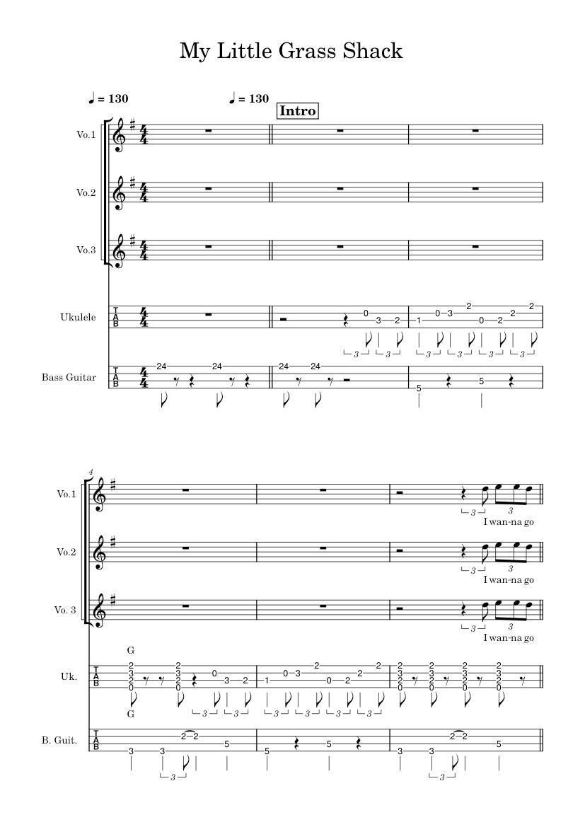 My Little Grass Shackリハ用2 Sheet music for Guitar, Bass guitar ...