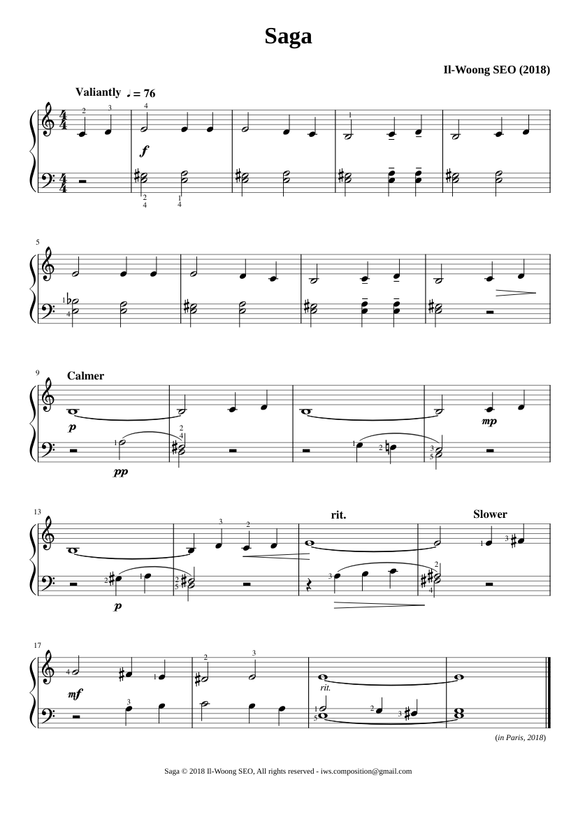 Saga Sheet music for Piano (Solo) | Musescore.com
