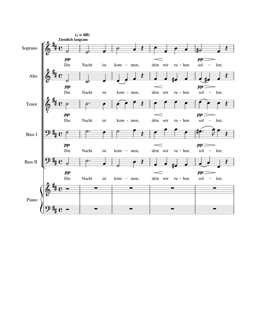 Nachtlied, Op. 138, No. 3 - Max Reger Sheet music for Piano (Solo ...