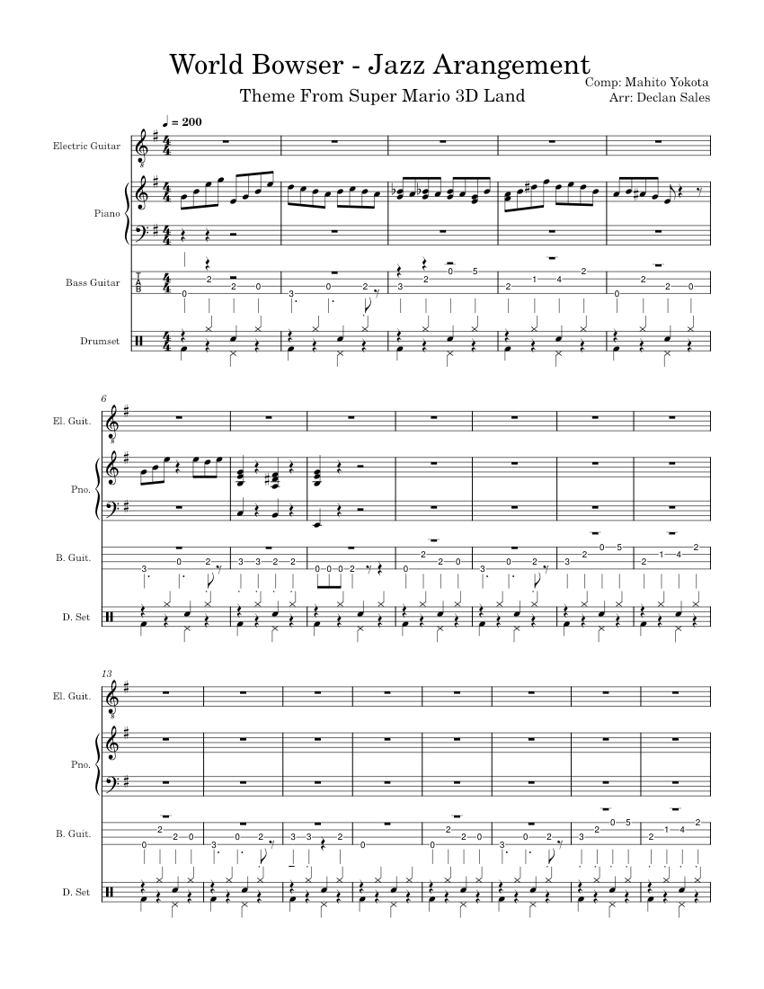 World Bowser theme – Mahito Yokota Sheet music for Piano, Guitar, Bass ...