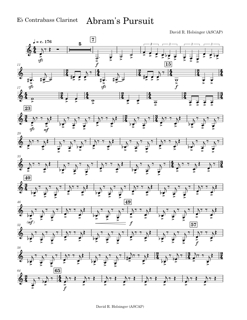 Abram's Pursuit – David R. Holsinger (custom Eb Contrabass Clarinet ...