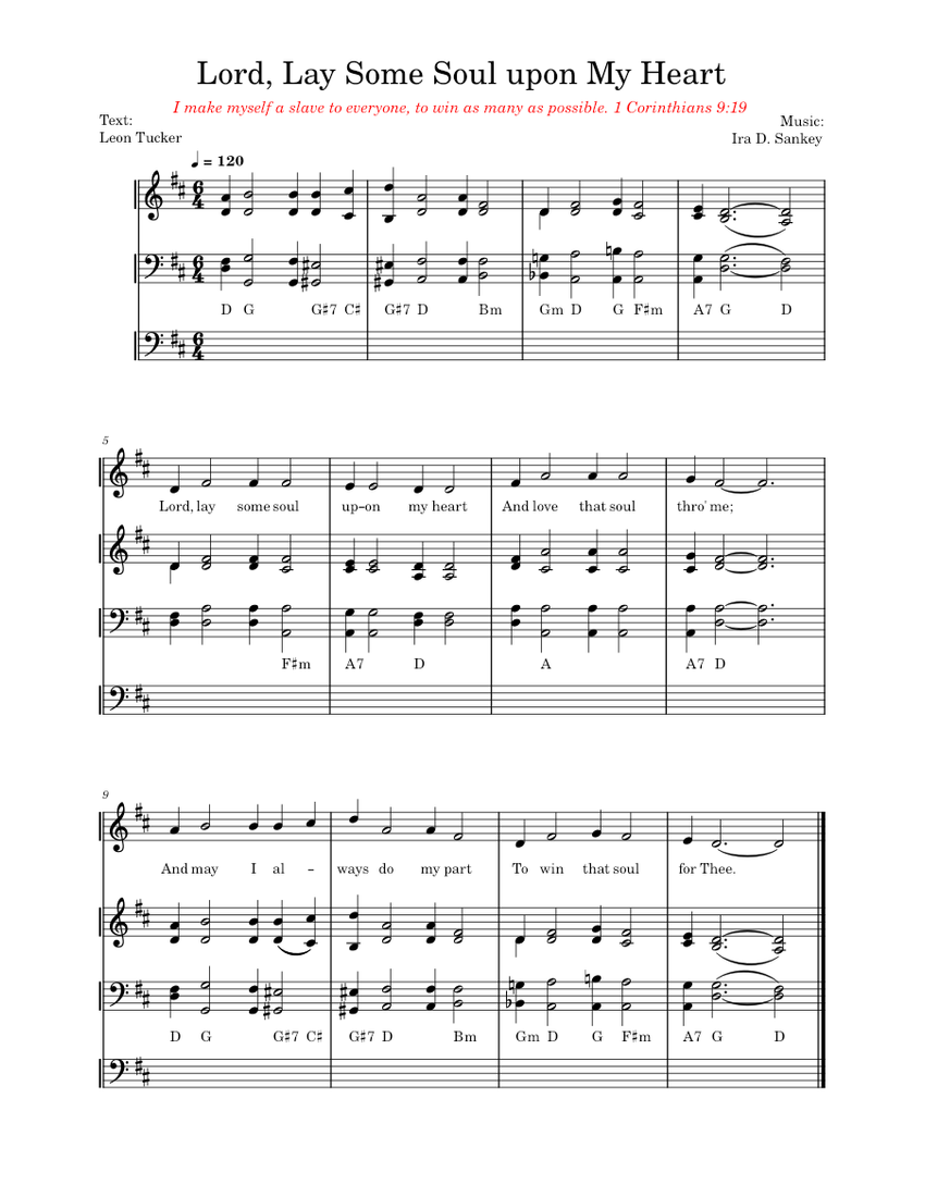 Lord, Lay Some Soul upon My Heart Sheet music for Piano (Mixed Quartet ...