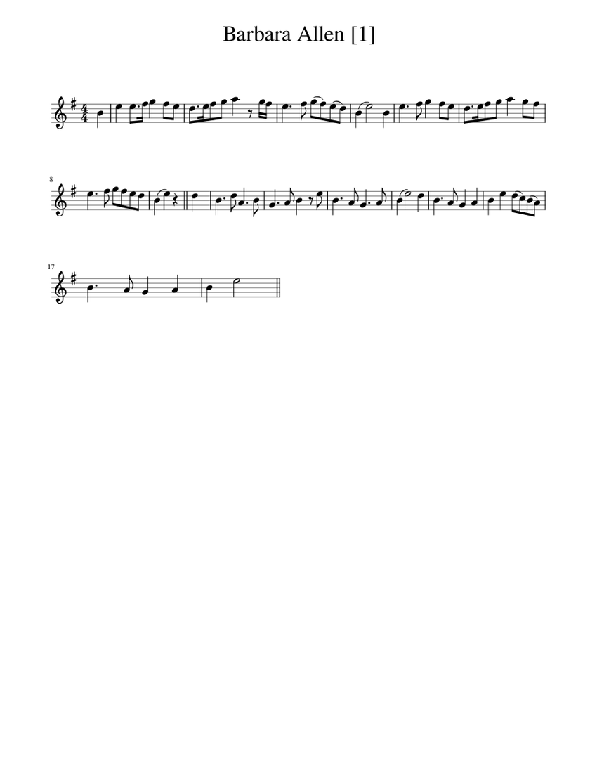Barbara Allen Sheet music for Piano (Solo) | Musescore.com