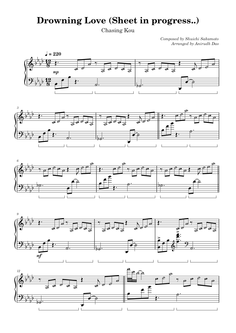 Drowning Love (Sheet in progress..) Sheet Music for Piano (Solo ...
