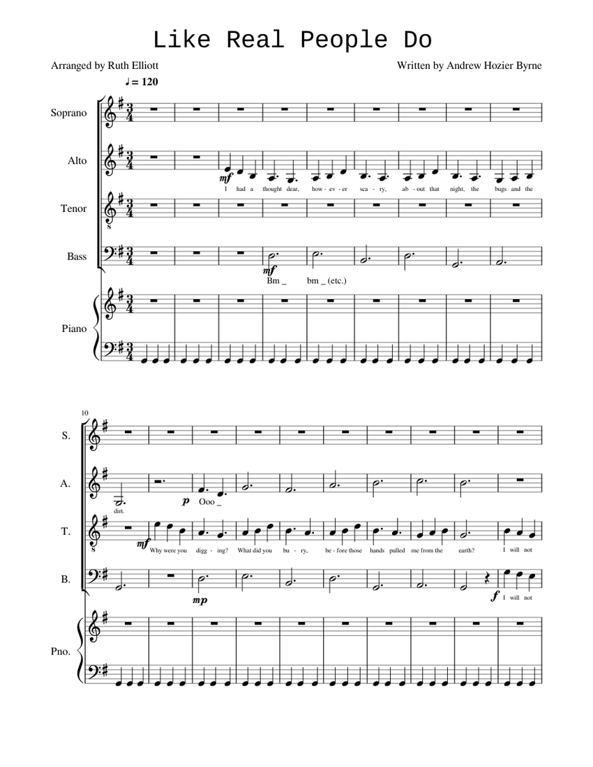 Hozier - Like Real People Do Sheet music for Piano, Soprano, Alto, Tenor & more instruments ...