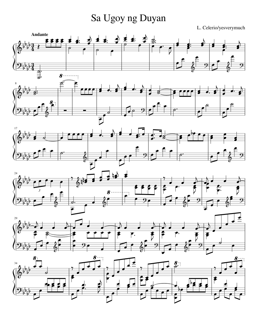 Sa Ugoy ng Duyan (The Sway of the Hammock) Sheet music for Piano (Solo ...