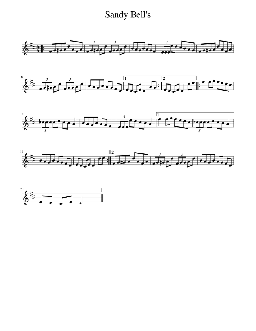 Sandy Bell's Sheet music for Piano (Solo) | Musescore.com